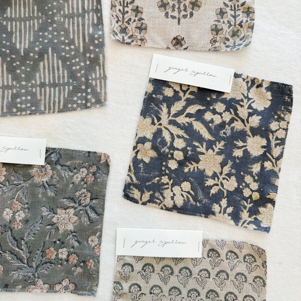 Bagh Natural - Indigo, Fawn Textile - Ginger Sparrow